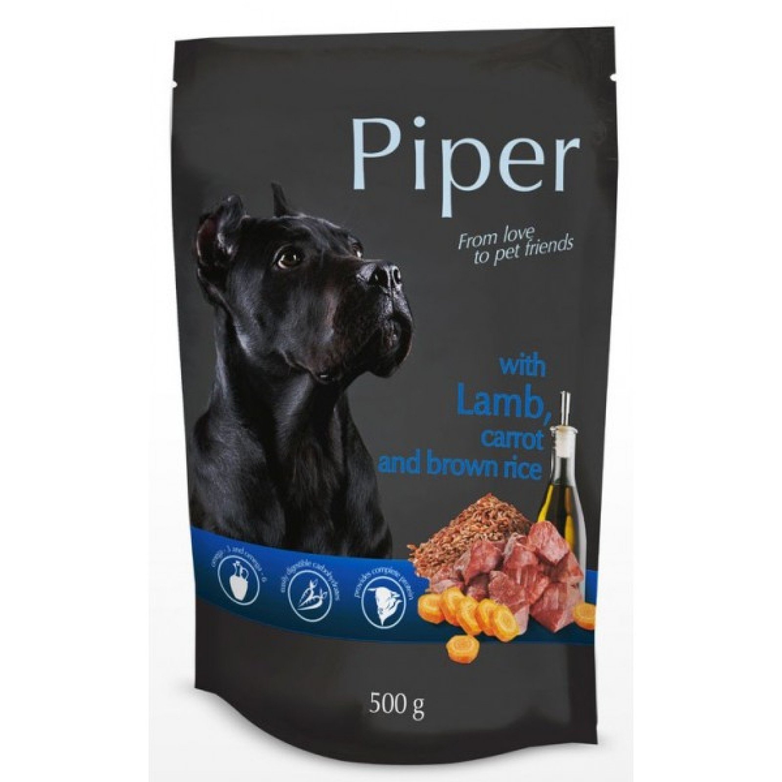 Pouch Σκύλου Piper Αρνί & Καρότα 500gr