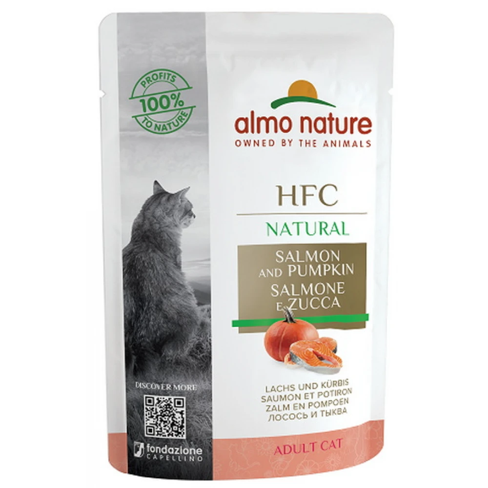 Almo Nature HFC Natural Pouch 55gr με Σολομό και Κολοκύθα | petshop88