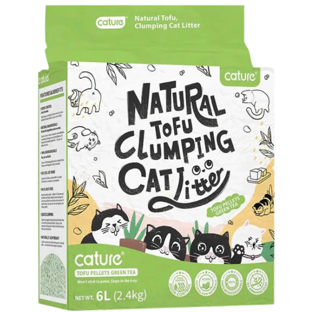 Άμμος - Πέλλετ Γάτας Cature Tofu Clumping Green Tea Scent 6L (2,4kg ...