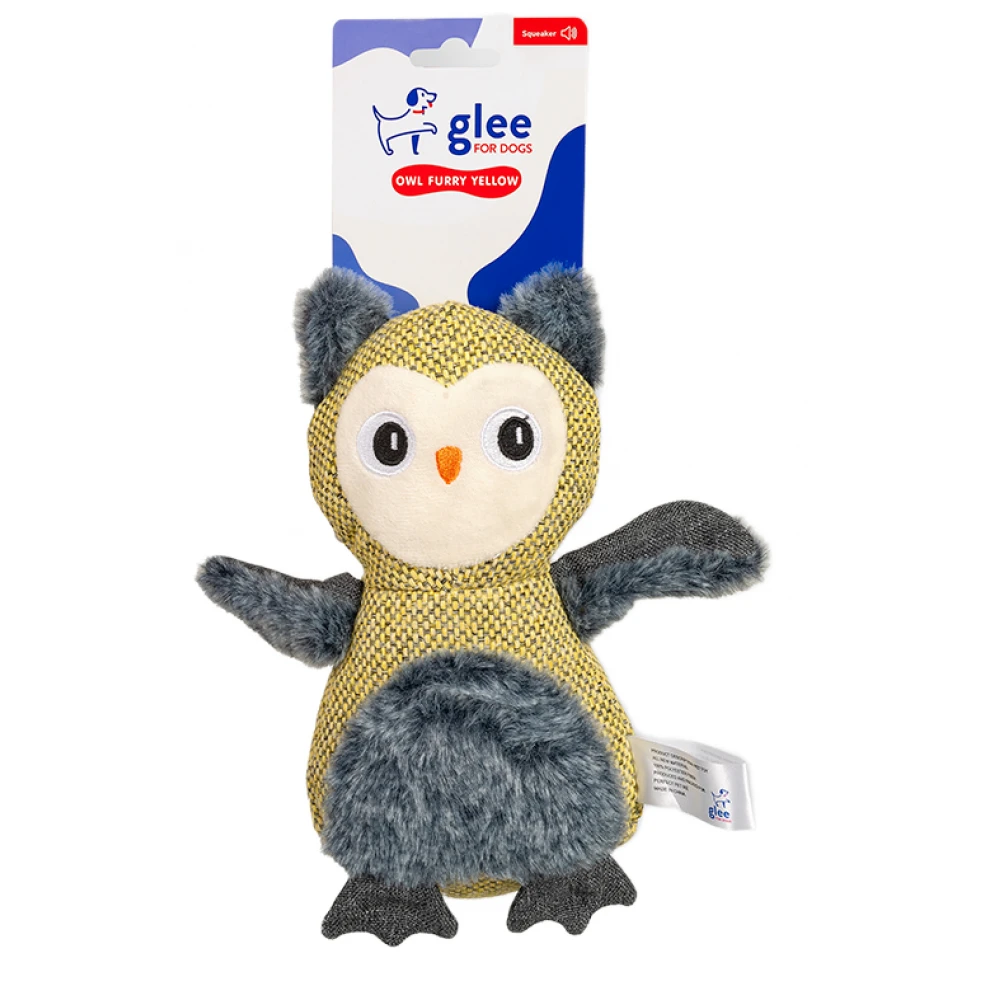 Παιχνίδι Σκύλου Glee Owl Furry Belly Squeaky 23cm Κίτρινο| petshop88