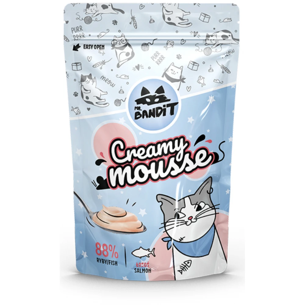Λιχουδιά Mr. Bandit Creamy Mousse Σολομό (6x10gr) 60gr| petshop88