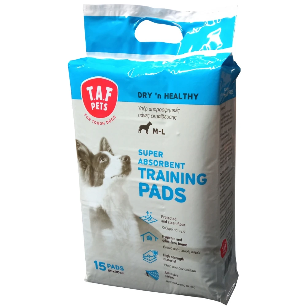Taf Pets Απορροφητικές Πάνες Εκπαίδευσης με Αυτοκόλλητο 15τμχ 60x90cm ...