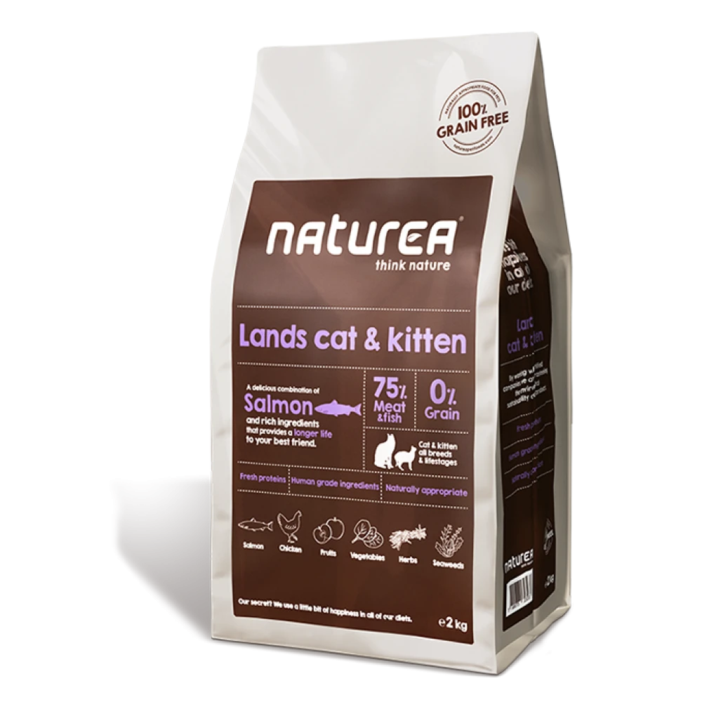 ΞΗΡΑ ΤΡΟΦΗ ΓΑΤΑΣ NATUREA LANDS CAT & KITTEN GRAIN FREE 2KG